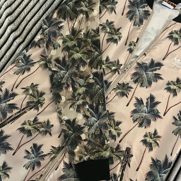 adidas | Jackets & Coats | Adidas Palm Print Bomber Jacket Green And ...